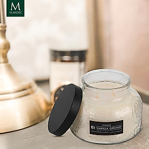 Vanilla Orchid Embossed Candle Jar (18 oz) - Refreshing aroma of invigorating fragrances - Large Dual Wick Embossed Glass Jar Candle for Relaxing - Sweet vanilla & orchid scented Candle Gift for Women