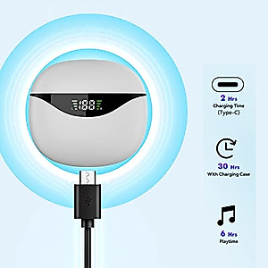 AITYYOX Wireless Earbuds 5.1 Bluetooth Earphones in Ear IPX5 Waterproof with Touch Control, 30 Hrs Playback with Charging Case, Power Display,Ear Buds with Mic for Sports, Android,iPhone, PC (White)