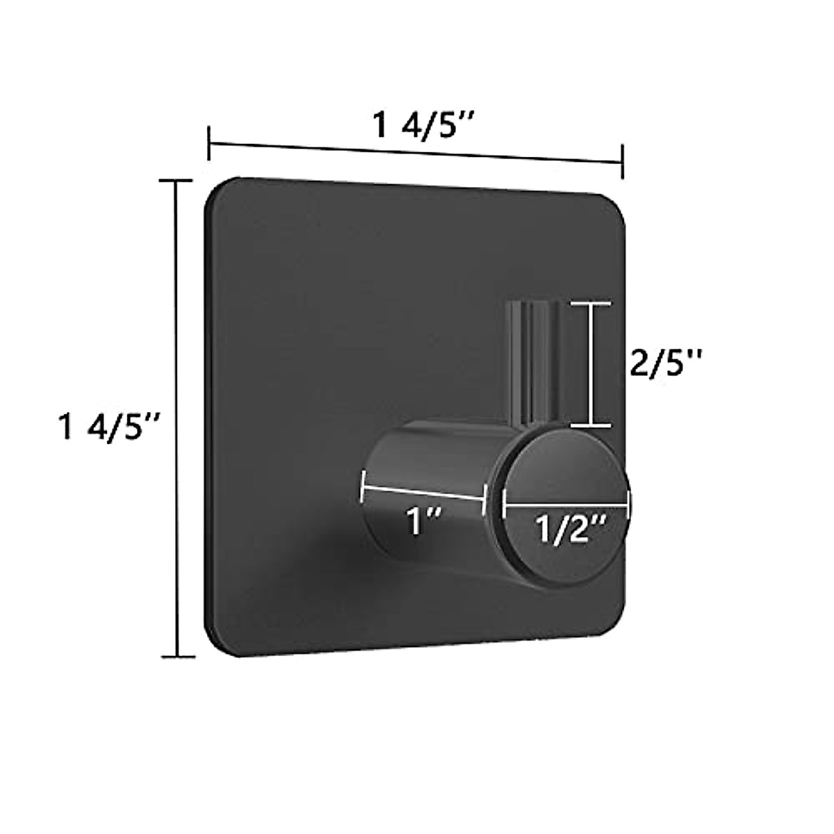 VAEHOLD Black Adhesive Hooks 6 Pack, Heavy Duty Wall Hooks Aluminum Hooks for Hanging Coat, Hat, Towel, Robe, Key, Clothes, Towel Hook Wall Mount for Home, Office, Kitchen, Bathroom(6, Black)