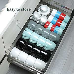 Yedio Porcelain Coffee Cups Set with Saucer, 6 Ounce White Porcelain Cup and Saucer Set for Cappuccino, Coffee Latte, Coffee drinks and Tea, Set of 6