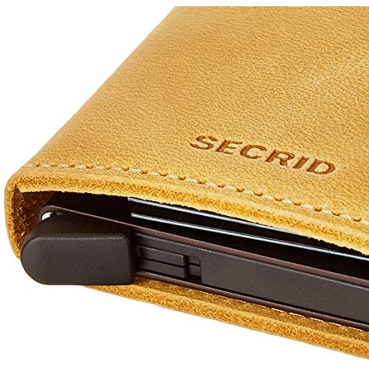 Secrid - Slim Wallet Genuine Vintage Leather RFID Safe Card Case for max 12 Cards (Chocolate) (Ochre)