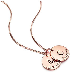 MLUHKEE Personalized Initial Necklace, Customized Letter Date Necklace for Women Girl, Personalized Birthday Gift for Family Friends, Monogram and Birthday Necklace for Mom