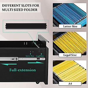 GOOGIC 3-Drawer Mobile File Cabinets Rolling Metal Filing Cabinet for Legal & Letter File Anti-tilt Design with Lock Under Desk Office Drawers Fully Assembled Except Casters Black