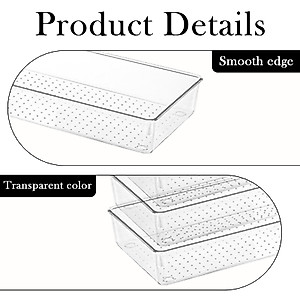 Voittozege 6 Pack Clear Drawer Organizer Trays Plastic Drawer Organizers Set 15 x 6 x 2 Inch Desk Drawer Divider Storage Bins Stackable Drawer Organizer Trays for Dresser Makeup Kitchen Office