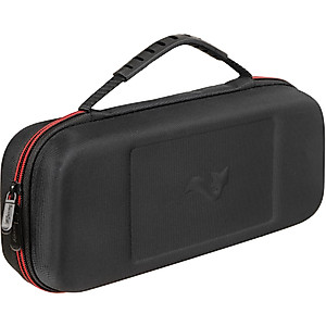 ButterFox Large Carrying Case for Hori Split Pad Compact, Fits Wall Charger, 10 Game Slot Holders (8 Physical + 2 digital), Compatible with Both Regular and OLED Switch - Black/Red
