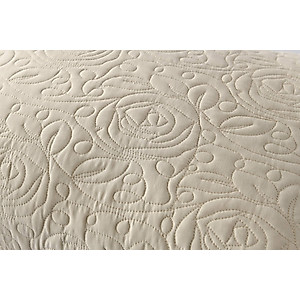 MarCielo 2-Piece Embroidered Pillow Shams, Queen Size Decorative Microfiber Pillow Covers Set, Standard Size Beige