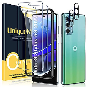 UniqueMe [2+2 Pack] Compatible for Motorola Moto G Stylus 5G [2022] Tempered Glass Screen Protector and Camera Lens Protector [HD Clear][Only Fit for 2022 Model][Not for 4G version]