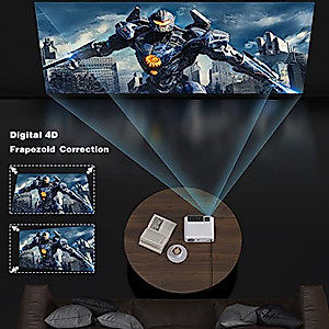 GROVIEW Smart Projector 4K Supported - 9500 Lux 1080P FHD Outdoor Movie Projector with WiFi Bluetooth, APP Control, 4D Correction, AndroidTV 9.0, Office-Software, Portable Projector for Home Theater