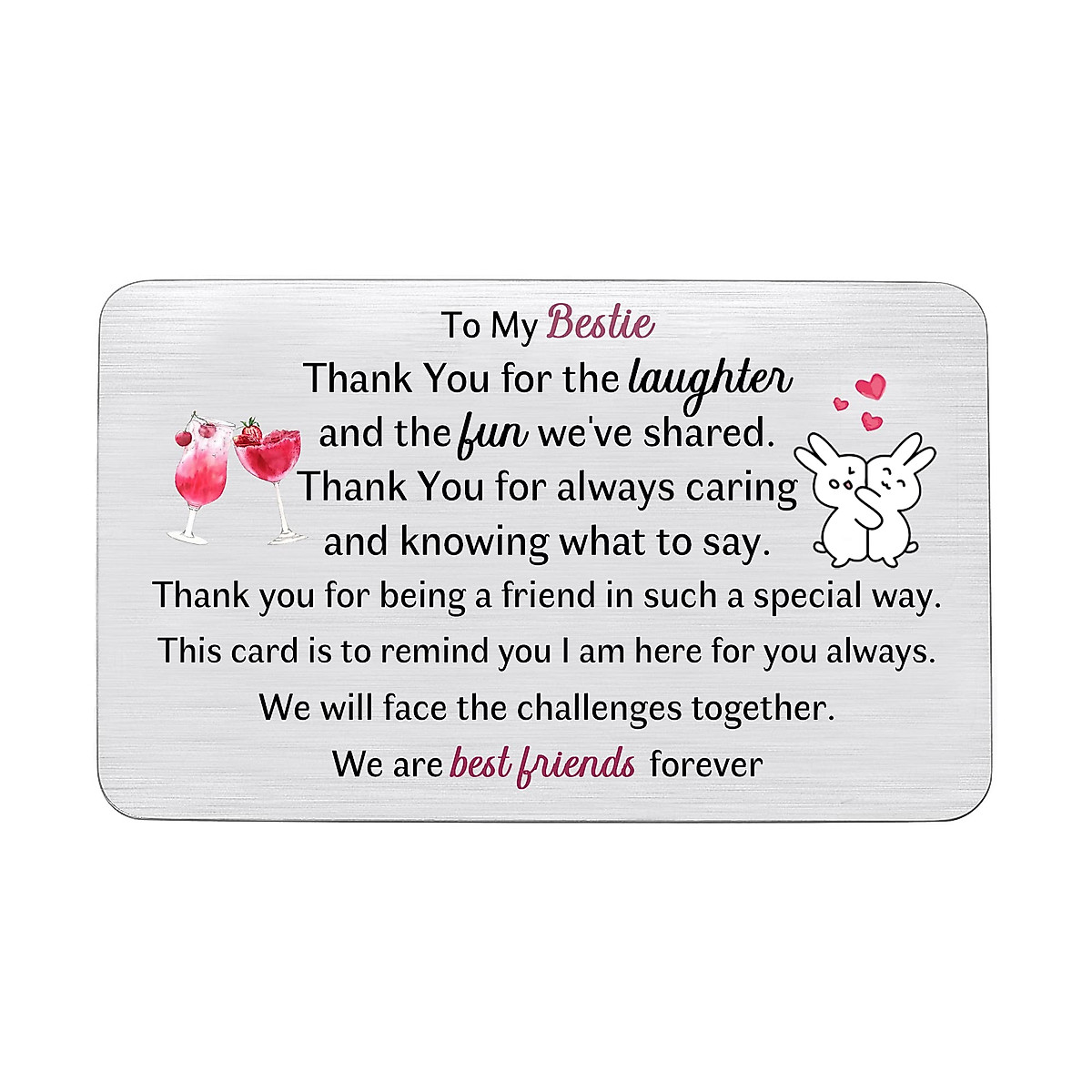 Bestie Birthday Greeting Cards Engraved Women Wallet Insert Card Graduation Gift Inspirational Best Friend Friendship Appreciate Personalised Christmas Go to University Farewell New Year Keepsake