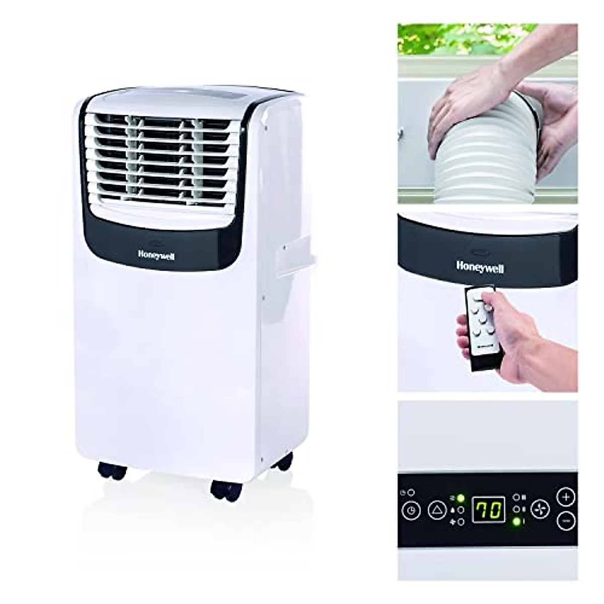 Honeywell MO08CESWK6 9,100 BTU (ASHRAE)/6,100 BTU (SACC) Portable Air Conditioner with Remote Control, White/Black