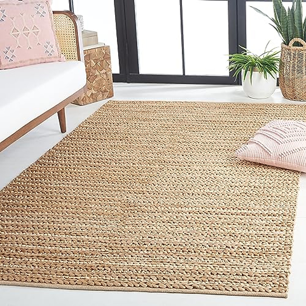 SAFAVIEH Natural Fiber Collection Area Rug - 4' x 6', Natural, Handmade Braided Jute Design, Ideal for The Living Room, Bedroom, Dining Room (NF103A-4)