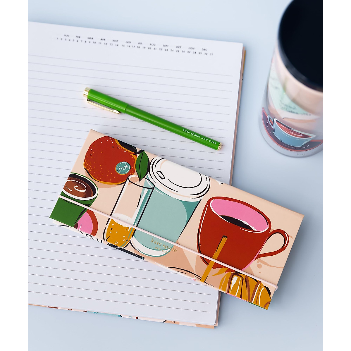 Kate Spade New York Padfolio with 7 Sticky Note Pads, Studying Essentials Set Includes Cute Sticky Notes with 75 Sheets Per Notepad, Rise and Shine