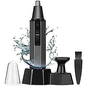 QINERSAW Nose and Ear Hair Trimmer, Portable Ear Nose Hair Trimmer, Professional Painless Eyebrow Trimmer for Men and Women, Battery-Operated, Black