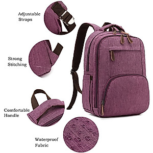 Business Laptop Backpack for Men Women, Travel Backpack Airline Approved, Work College School Backpack with Multi Pocket (Purple)