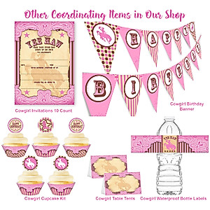 POP parties Cowgirl Pink - 12 Table Tents - Cowgirl Buffet Cards - Cowgirl Place Cards - Cowgirl Party Decorations - Cowgirl Party Supplies - Farm Party Supplies