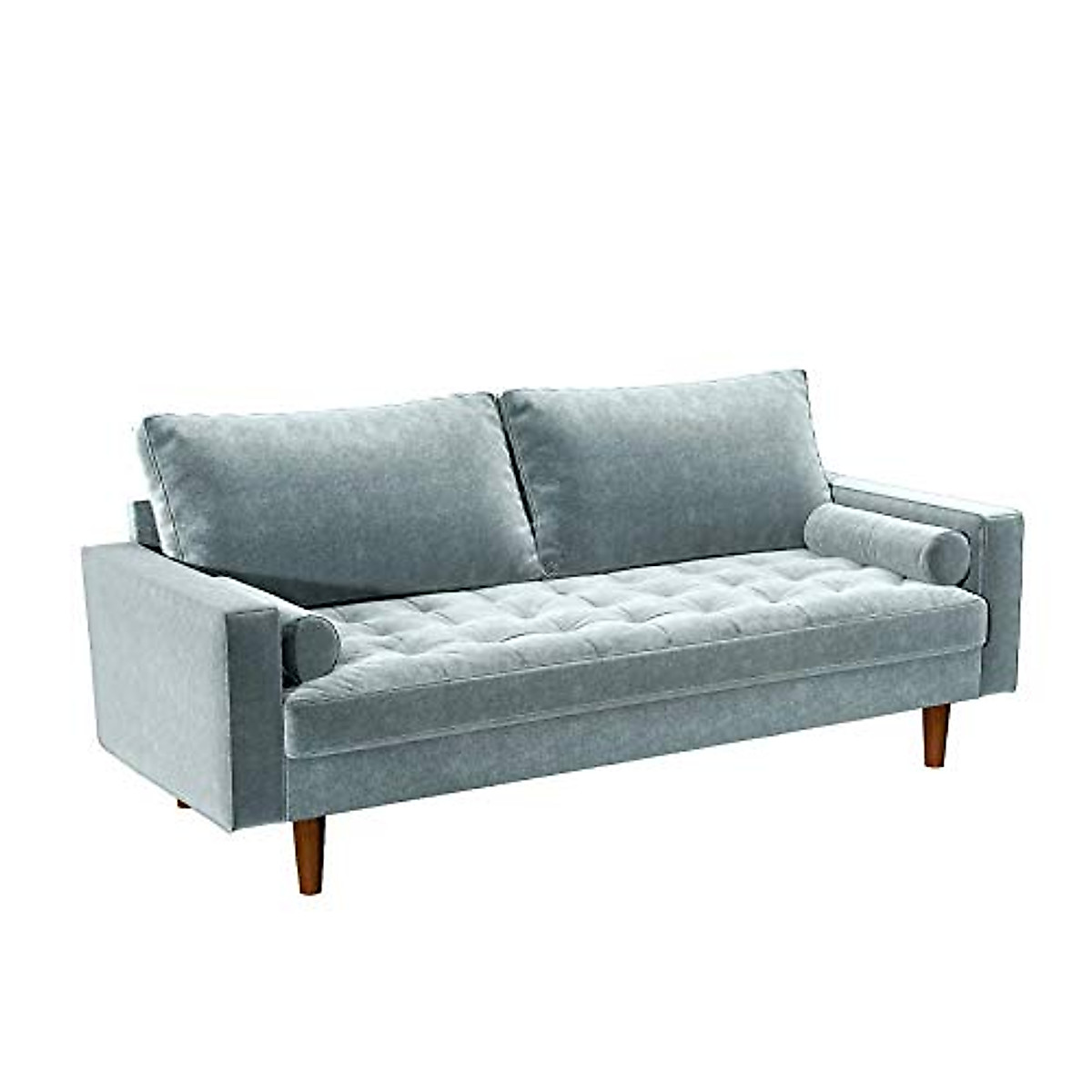 Container Furniture Direct Womble Velvet Upholstered Living Room Diamond Tufted Chesterfield Sofa with Gleaming Nailheads, Teal Blue