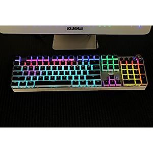 WANVISLIN Pudding Keycaps - Double Shot PBT Keycap Set with Translucent Layer, for Mechanical Keyboards, Full 104 Key Set -Black