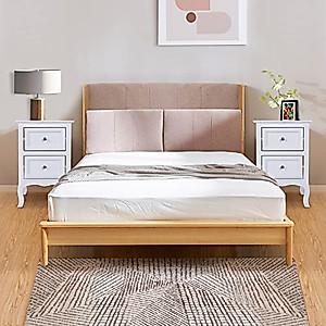 Ynredee NightStand,Bedside Table with 2 Drawers & Solid Wood Legs,Wood Accent Table,End Side Table for Bedroom,Living Room,Study,Hallway,Dorm (2 Pack)