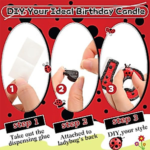 Herdear Ladybug Number 1-9 Birthday Cake Candle Numeral Birthday Candles Birthday Decorations Black Red Polka Dots Ladybird Dots Ladybug Theme Candles for Birthday Party Baby Shower (Number 5)