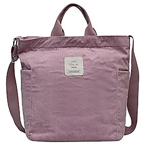 Women's Retro Large Size Canvas Shoulder Bag Corduroy Hobo Crossbody Handbag Casual Tote Purse