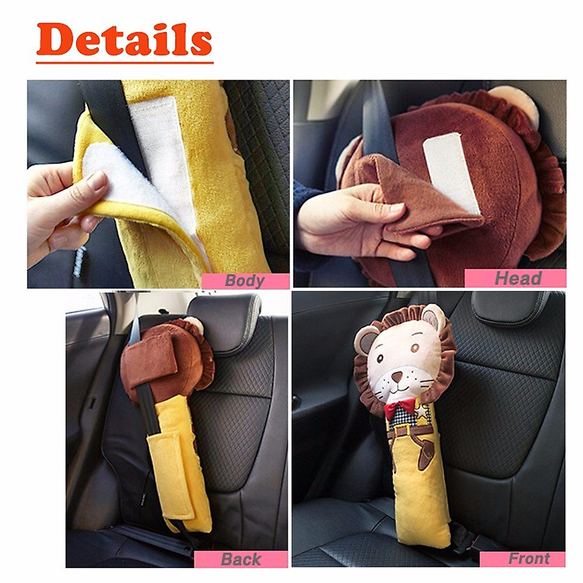 Car Seat Strap Shoulder Pads Covers for Kids Child - Safety Belt Pillow Fox