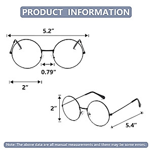 SOHUPAC 2 PCS Classic Round Glasses Retro Circle Eyeglasses Clear Lens Metal Frame Accessories Non-Prescription For Men Women (Silver+Gold)