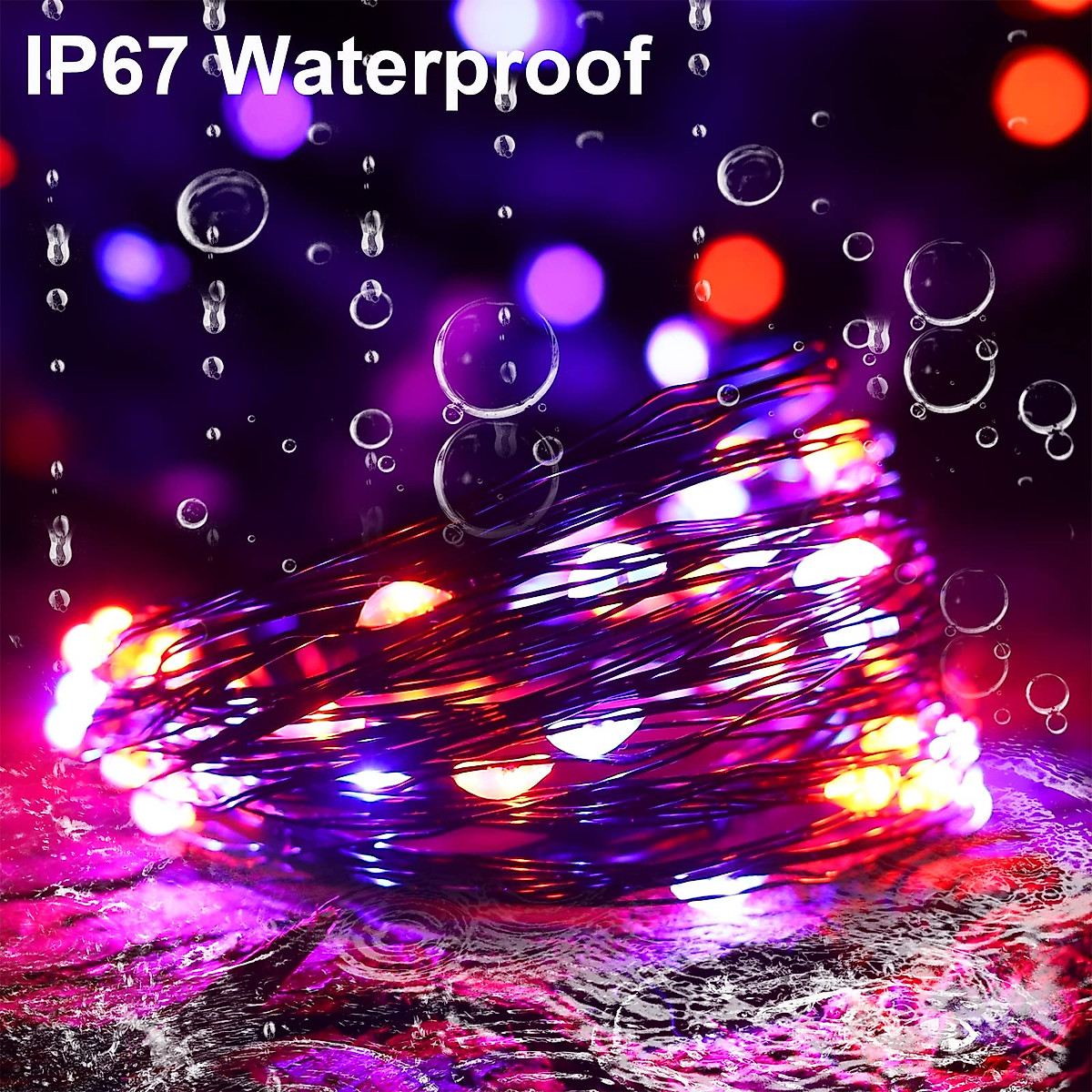 YAOZHOU Halloween Decorations Outdoor Lights, Solar String Lights Purple Orange IP67 Waterproof 2 Pack Total 200 LED 66FT 8 Modes Fairy Lights, Outside Fall Decor for Tree, Garden, Patio, Fence, Lawn