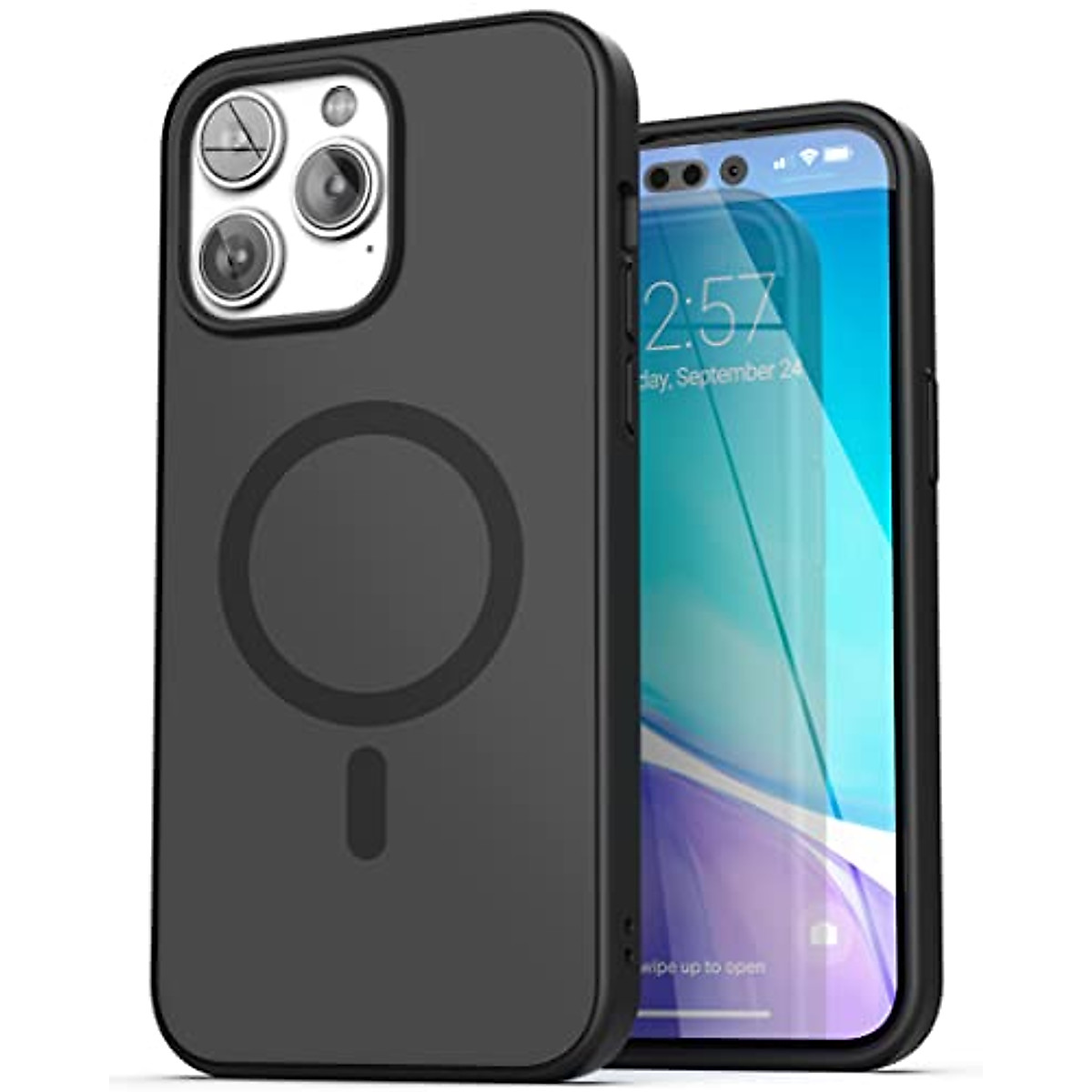 Encased MAG SlimShield Designed for iPhone 14 PRO Case with Belt Clip Holster - Compatible with MagSafe (Black)