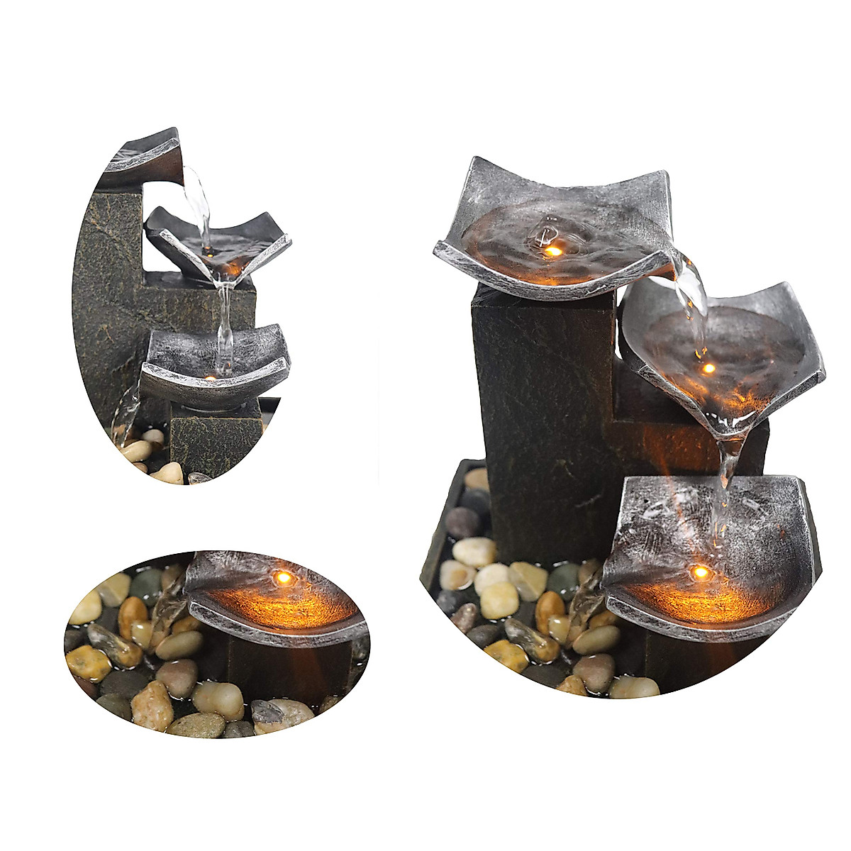 Warm Garden Relaxation Fountain Indoor Fountain Metal Like Fountains Fountain for Interior Decoration Tabletop Fountains