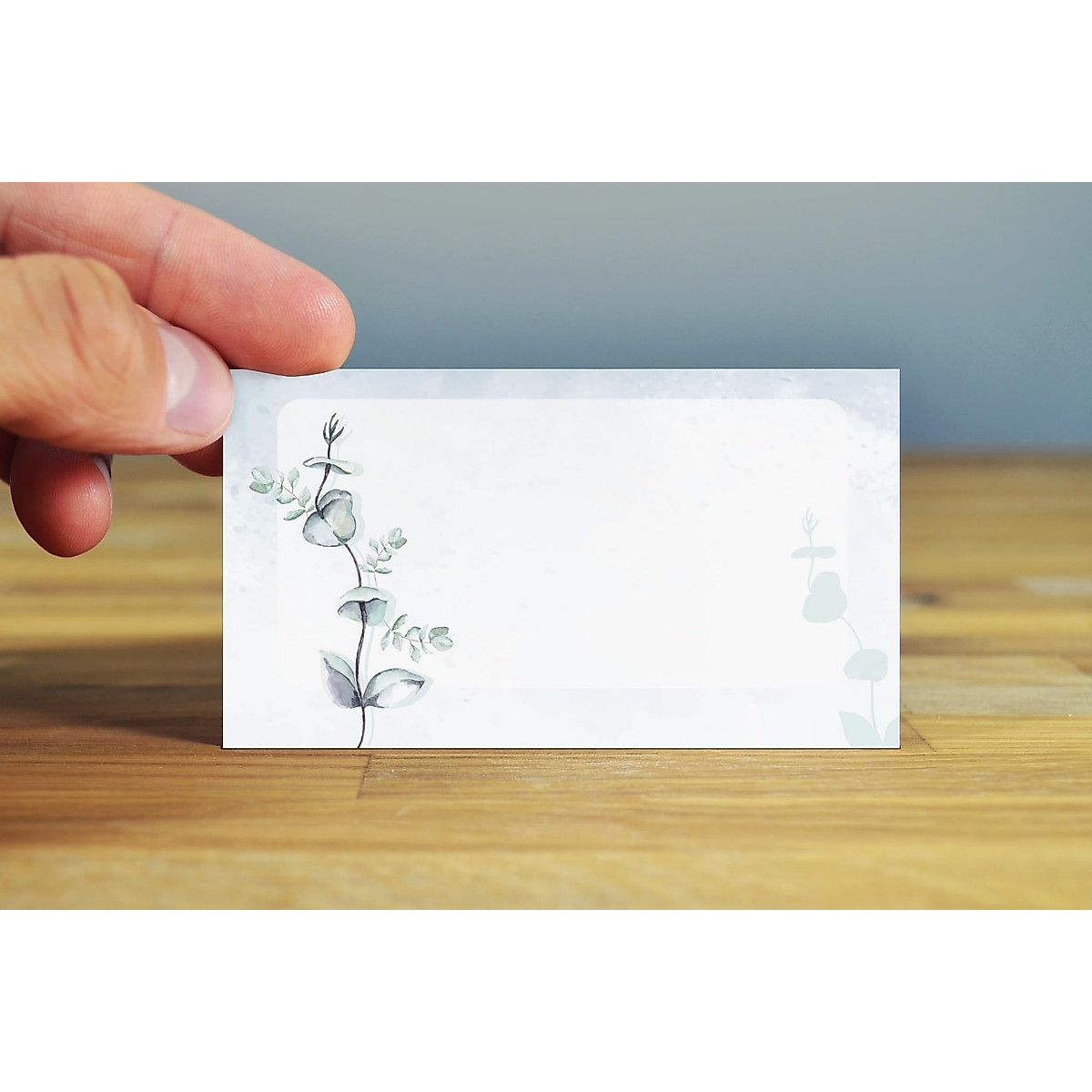 Stonehouse Collection | Floral Eucalyptus Table Tent | Neutral Name Card With Flowers | Wedding Place Setting | 25 CountRose (Eucalyptus)