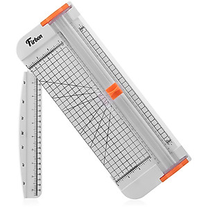 Firbon White A4 Paper Cutter Bundle with 5Pcs Replacement Blades, 12 Inch Paper Trimmer with Side Ruler for Scrapbooking, Craft, Coupon, Label, Cardstock