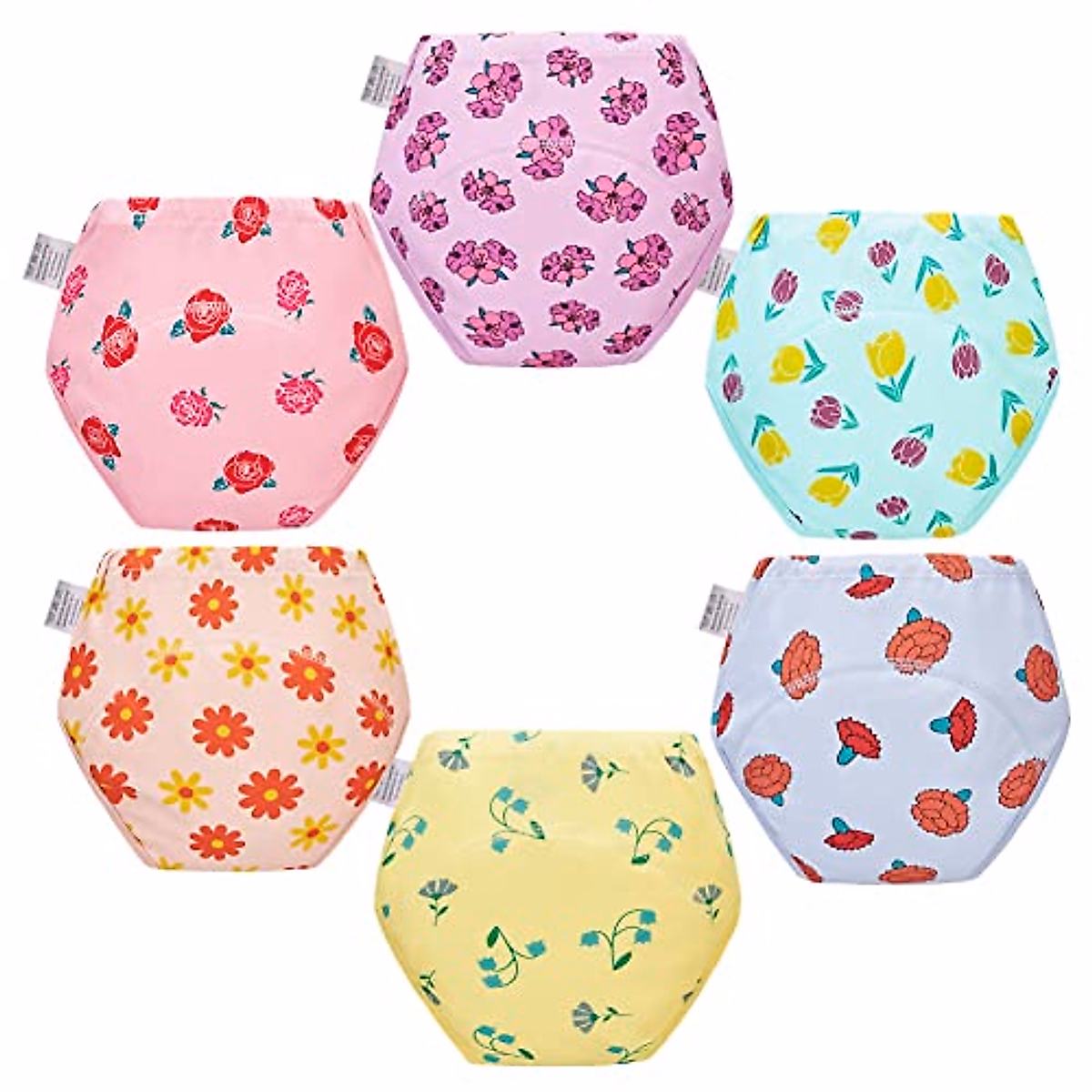 Skhls Training Pants Underwear for Toddler Girls Potty Training Floral Print Multipack, 6 Pack 5T