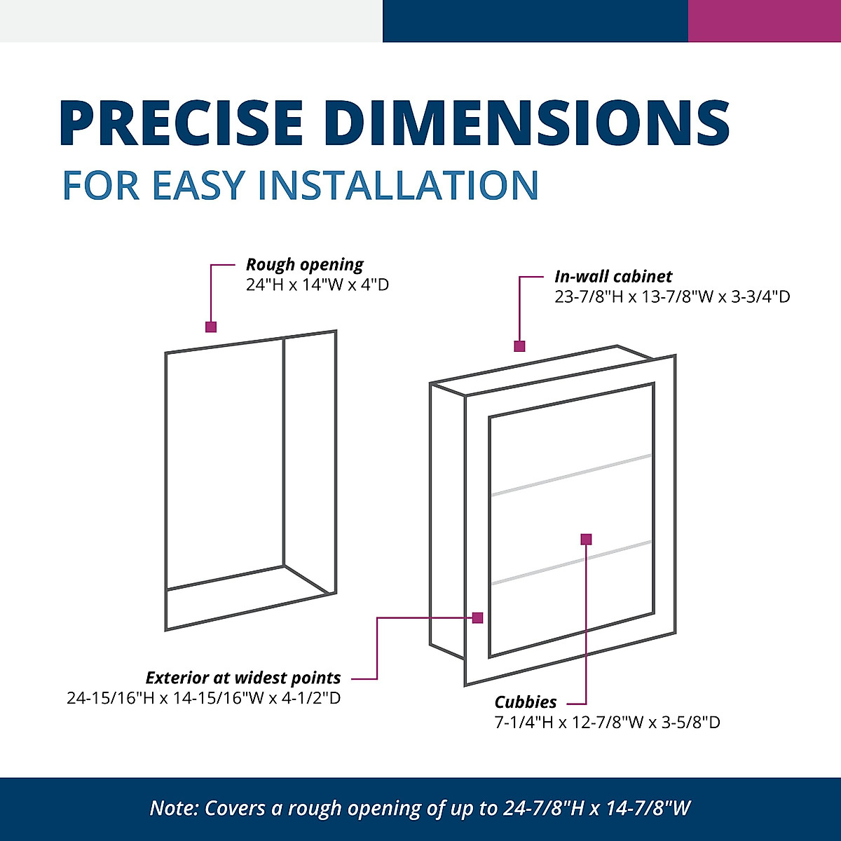 Fox Hollow Furnishings 14x24 Sloane Recessed Wall Niche Medicine Cabinet Replacement, in The Wall Bathroom Cabinet Insert Shelf/Shelves, Made in North America, Real Wood, NO MDF, White Beadboard Back