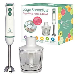 Sage Spoonfuls Baby Food Maker, Processor and Immersion Blender with Dishwasher-Safe Stainless Steel Attachments for Meal Prep & Baby-Led Weaning, White