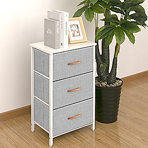 AZL1 Life Concept 3 Drawers Fabric Dresser Storage Tower, Organizer Unit for Bedroom, Closet, Entryway, Hallway - Light Grey