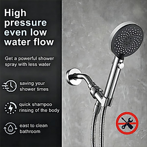 Iopsk High Pressure Shower Head with Handheld 4 Mode With On/Off Switch Hand Held Shower Head With Hose Detachable Hand Held Shower Head Chrome Finish