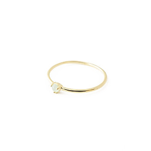 Honeycat Green Jade Point Crystal Ring in 18k Gold Plate | Minimalist, Delicate Jewelry (Gold, 8)