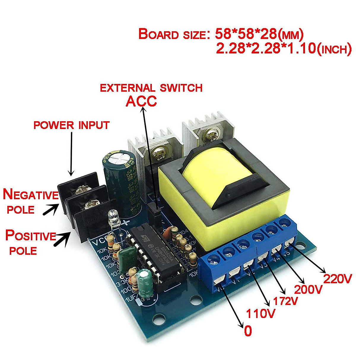 High Voltage Boost Converter DC-AC 12V to 110V 220V 175V AC 150W Inverter Boost Board Transformer