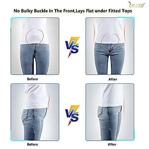 JASGOOD 4 Pack Invisible Women Stretch Belt No Show Elastic Web Strap Belt with Flat Buckle for Jeans Pants Dresses