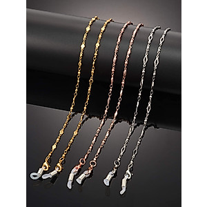 Tatuo 3 Pieces Stainless Steel Eyeglass Chain for women Cord Reading Glass Lanyard Sunglass Holder with 6 Pieces Extra Silicone Loop