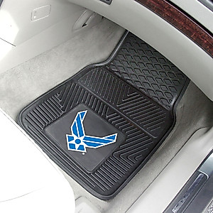 FANMATS 11044 U.S. Air Force 2-Piece Heavy Duty Vinyl Car Mat Set, Front Row Floor Mats, All Weather Protection, Universal Fit, Deep Resevoir Design