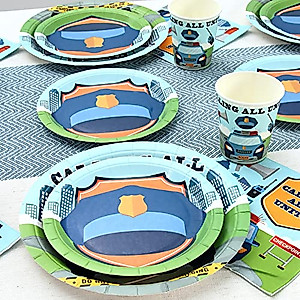 Police Birthday Party Supplies - (Serves 24) - Police Car Dinner Plates, Dessert Plates, Cups, Napkins. Swat decorations for Kids, Boys, Girls and More. Cops and Robbers Party Supply.