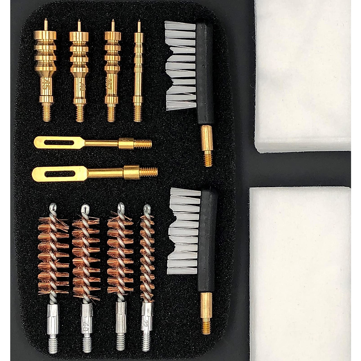 APCHYWELL 18 PCS Handgun Cleaning Kit for.22 .9mm/.357/.38/ .40 .45 Caliber Pistol with Bronze Bore Brush, Brass Jag Adapter, Empty Bottle, Nylon Brushes
