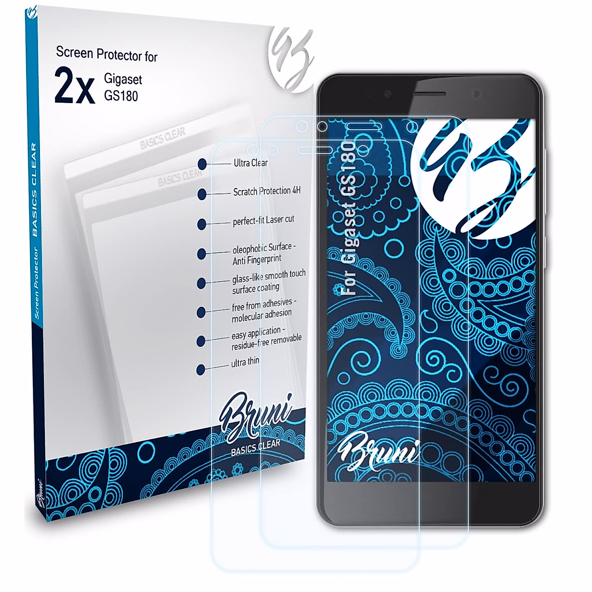 Bruni Screen Protector compatible with Gigaset GS180 Protector Film, crystal clear Protective Film (2X)