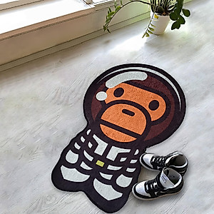 Rugendary Astronaut Bape Rug Hypebeast Room Decor Cute Baby Monkey Rug Irregular Shaped Rug Machine Washable Non-Slip Carpet for Baby Room (Ultra Soft Quality, 1.3x2 ft.)