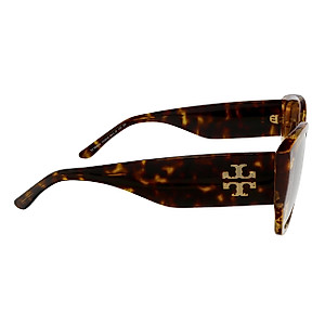 Tory Burch Women's Round Fashion Sunglasses, Dark Tortoise/Brown Gradient, One Size