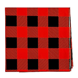 BLUE PANDA 3 Pack Buffalo Plaid Plastic Tablecloth for Lumberjack Birthday Party Decorations, Disposable Red and Black Table Cover (54 x 108 in)