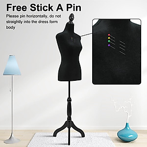 BLKMTY Female Mannequin Torso Dress Form Sewing Mannequin Manikin Body Height Adjustable Clothing Dress Model w/ Tripod Base Stand for Sewing Dressmakers Dress Jewelry Display 49-63 Inch, Black