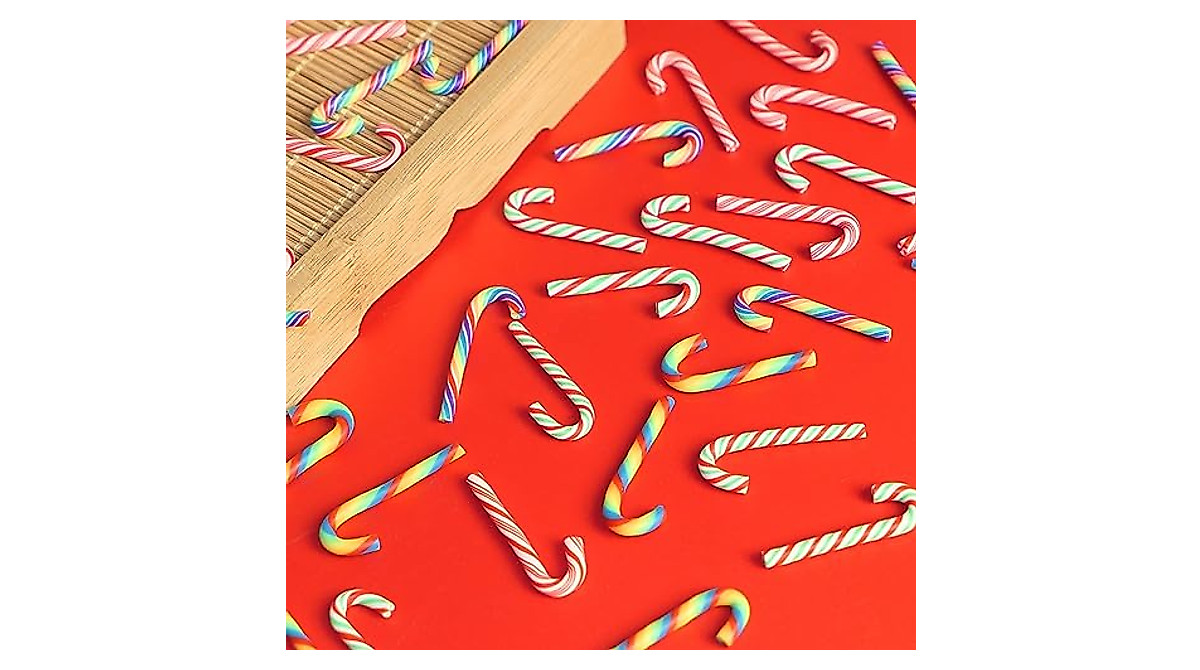 HADDIY Christmas Mini Candy Canes Decorations,60 Pcs Polymer Clay Canes ...