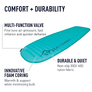 Sea to Summit Comfort Light Self-Inflating Foam Sleeping Pad for Camping and Backpacking, Women's Regular (67 x 21 x 2 inches)
